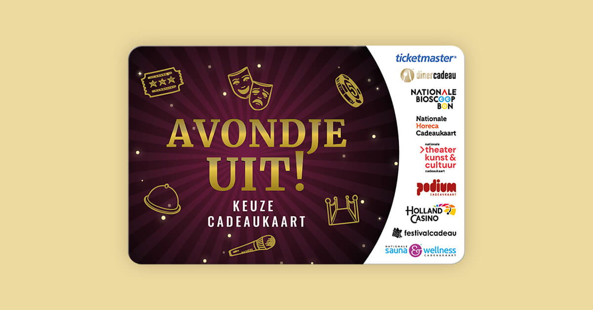 Avondje Uit Keuze Cadeaukaart, bestel ‘m nu! | Cadeaubon.nl